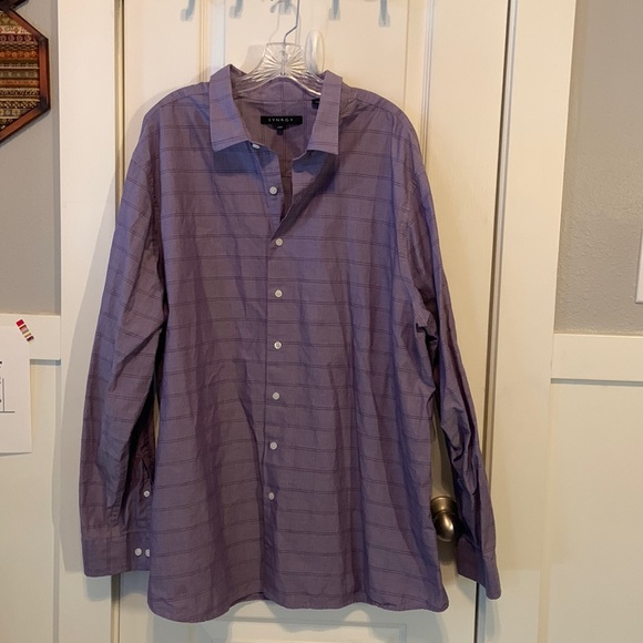 Synrgy | Shirts | Synrgy Dxl 2xlt Lilac Purple Striped Cotton Buttonup ...